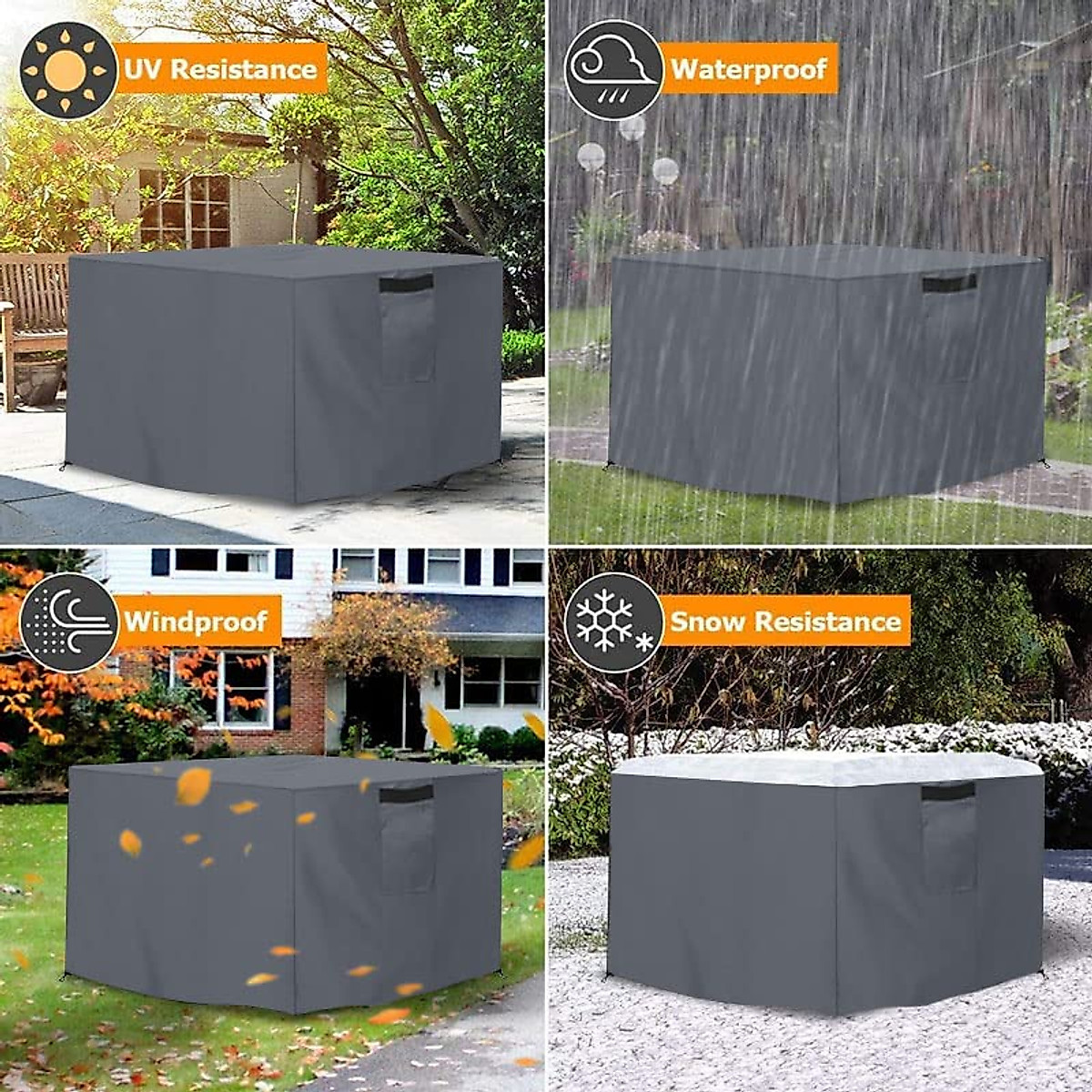 Dalema Patio Square Fire Pit Cover,600D Heavy Duty Waterpfoor Fire Pit Table Cover for 34-36Inch,Weatherproof Outdoor Square Table Covers for Winter(36" x 36" x 24",Grey)