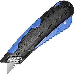 (3 Pack Value Bundle) COS091508 Easycut Cutter Knife w/Self-Retracting Safety-Tipped Blade, Black/Blue