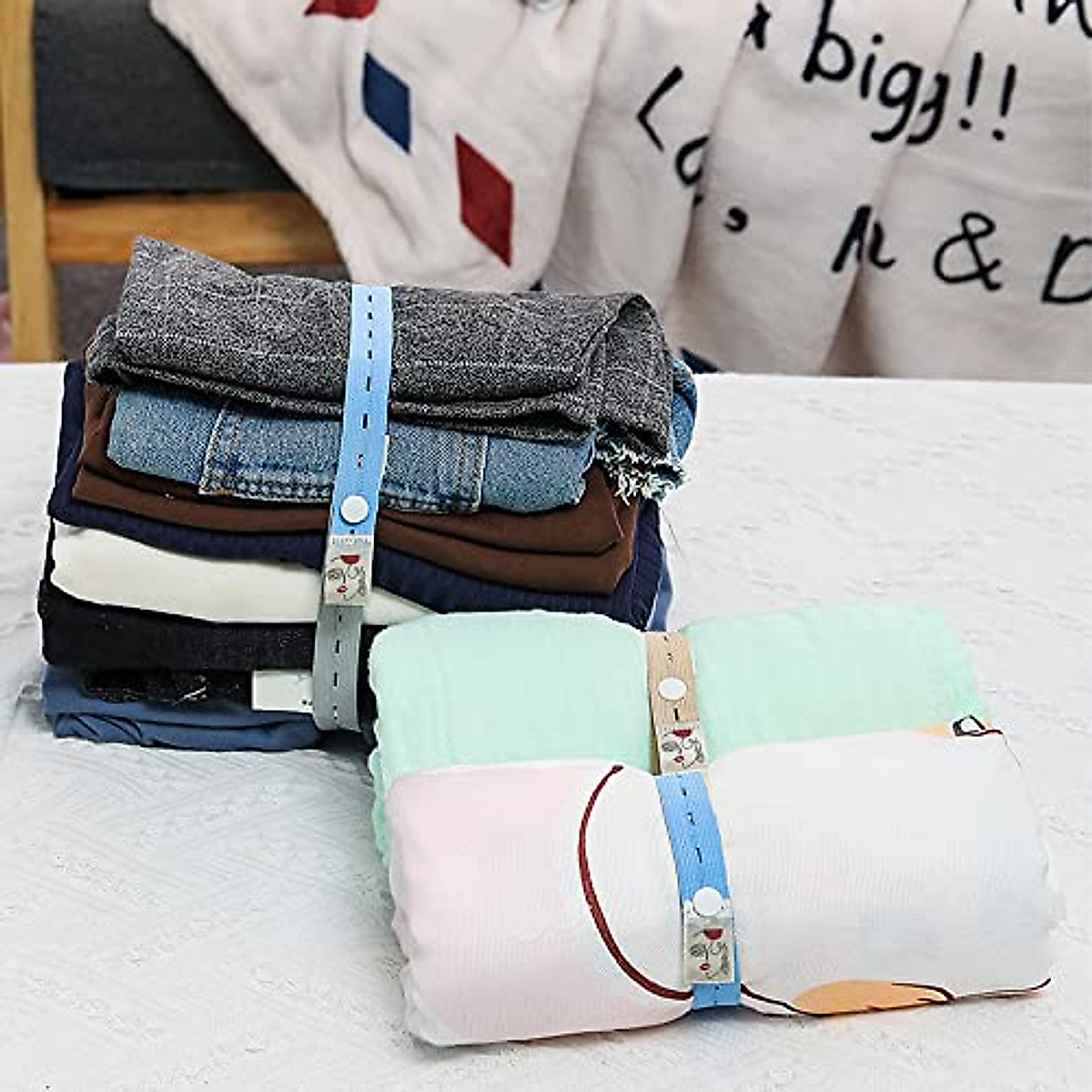 Clothing Storage Strap with Adjustable Button Elastic, Lazy Folding Clothes Storage, Organization Straps for Wardrobe, Travel, Camping (8)