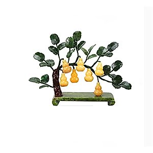 WYFDP Jade Fortune Feng Shui Gourd Potted Ornaments to Attract Wealth and Gather Wealth Living Room Wine Cabinet Decorations (Color : Gray, Size : 23 * 8 * 35cm)