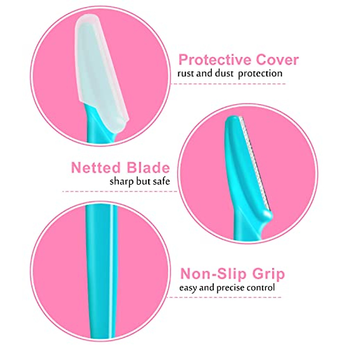 HFATMOS 12 Pcs Eyebrow Razor, Multipurpose Exfoliating Dermaplaning Tool Razors for Women Face, Facial Razors Eyebrow Shaper with Precision Cover for Women Men, Easy to Use