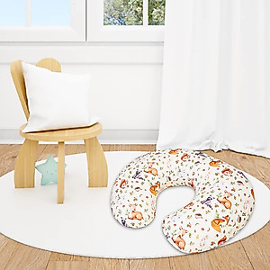 Jundetye Nursing Pillow Cover and Baby Lounger Cover for Girls Boys, Soft Comfortable Stretchy Removable Slipcover, Watercolor Animal