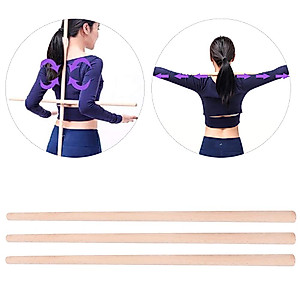 Dilwe Wood Yoga Stick, 3Pcs Open Shoulder Stick Yoga Fitness Yoga Assist Yoga Accessory, 70cmYoga Supplies