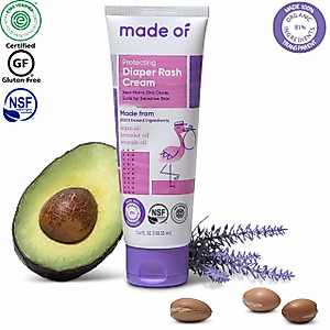 Organic Diaper Rash Cream by MADE OF - NSF Organic - Fragrance Free - Organic Diaper Ointment for Sensitive Skin and Eczema Rash and Irritation - Made in USA - 3.4oz (Fragrance Free, 1-Pack)