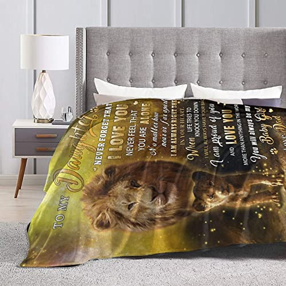 WUTZTIFE to My Daughter Blanket Gifts from Dad Blanket for Daughter Flannel Blanket for Birthday Anniversary Graduation Couch Sofa Bedroom 50"x60"