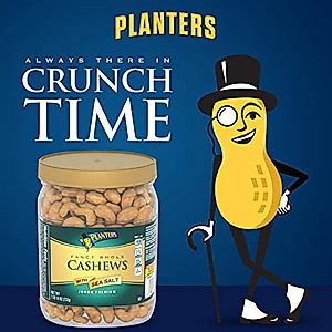 PLANTERS Fancy Whole Cashews with Sea Salt, 26 oz. Resealable Jar - Made with Simple Ingredients - Good Source of Vitamins and Minerals - Kosher (Packaging May Vary)