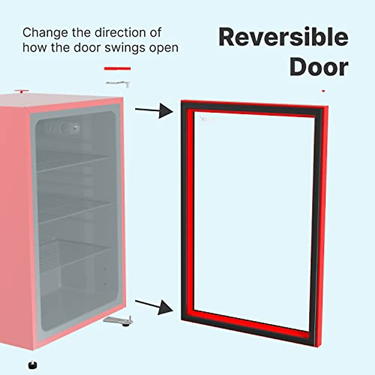 HUSKY Undercounter/Freestanding Premium Beverage Cooler & Mini Fridge 4.6 Cu.ft./131L with Reversible Glass Door, Compact Refrigerator for Home, Restaurants, Commercial, RV Energy Star