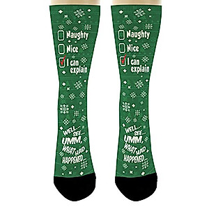 Santa Gifts I Can Explain Santa Claus Socks Merry Christmas Accessories 1-Pair Novelty Crew Socks