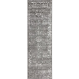 Unique Loom Sofia Collection Area Rug - Casino (2' x 6' 7" Runner, Dark Gray/ Ivory)