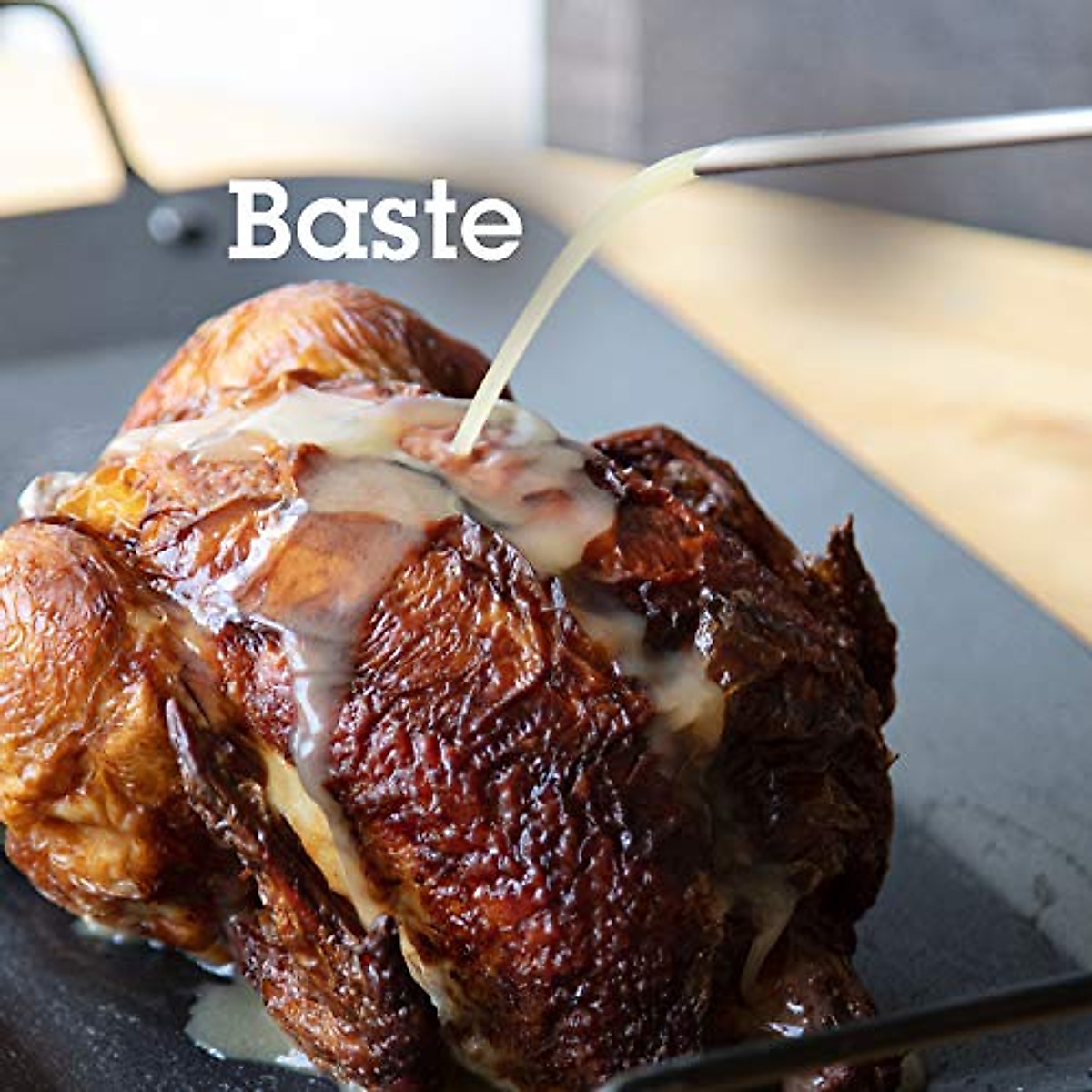 3-in-1 Barbecue Injector Basting Mop - Includes BBQ Chain Basting Brush & Meat Syringe to Baste, Marinate & Inject Food with Flavor - Grilling Accessory for Indoor Outdoor Use- Father's Day BBQ Gift