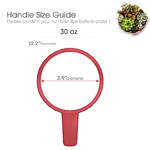 ALIENSX Tumbler Handle for YETI Rambler Cup, Anti Slip Travel Mug Grip Cup Holder for Stainless Steel Tumblers, Yeti, Ozark Trail, Rtic,Sic and More Tumbler Mugs BPA Free (RED, 30OZ)