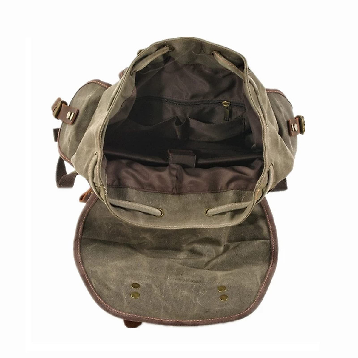 liuwei Vintage Travel Backpack for Men, Genuine Leather-Waxed Canvas Hiking Rucksack,Large capacity Waterproof Daypacks,Gray