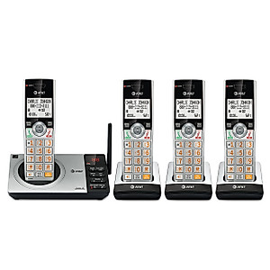 AT&T CL82407 DECT 6.0 4-Handset Cordless Phone for Home with Answering Machine, Call Blocking, Caller ID Announcer, Intercom and Long Range, Silver