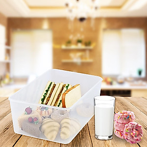 Lesbin 15 L Clear Airtight Rectangular Storage Container for Food, Set of 4 Plastic Clear Food Storage Container with Latch Lid and Handle
