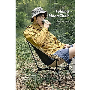 DRAXDOG Camping Chair, 2 Way Compact Backpacking Chair, Portable Folding Chair, Beach Chair with Side Pocket, Lightweight Hiking Chair Low Back Chair 002 (Black Set)