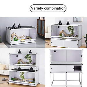 PVC Reptile Enclosure 48 * 24 * 24" Space Efficient Large Reptile Terrarium Habitat 120 Gallon for Bearded Dragon Gecko Lizard Snake, Wide Vivarium with Sliding Doors Lock (2pcs-White Panels)