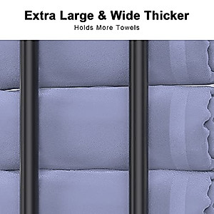 KITHOLD Adhesive Towel Racks for Bathroom, Wall Mounted Bathroom Towel Storage, Stainless Steel Bath Rolled Towels Holder Towel Organizer Shelf for Folded Large Towel Beach Shower Towel - Black