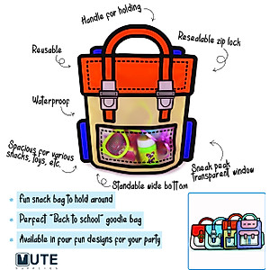 Bulk Gift Bags for Kids Birthday Party Supplies - Goodie Bag for Candy, Food, Snacks or Favors with Resealable Ziplock Seal (Orange L 20)