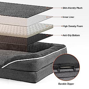 DogBaby Dog Beds for Large Medium Dogs, Washable Medium Dog Bed, Dog Couch Bed for Comfortable Sleep, Orthopedic Egg Foam Bolster Dog Bed with Removable Washable Cover and Nonskid Bottom, Pet Bed