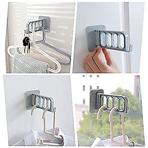 Wall-Mounted Hanger Hook, No Hole Punching No Trace Installation, Foldable 4-Hole Hook Rack, Saving Space, Kitchen and Bedroom Door Hook, Hanging Storage Rack