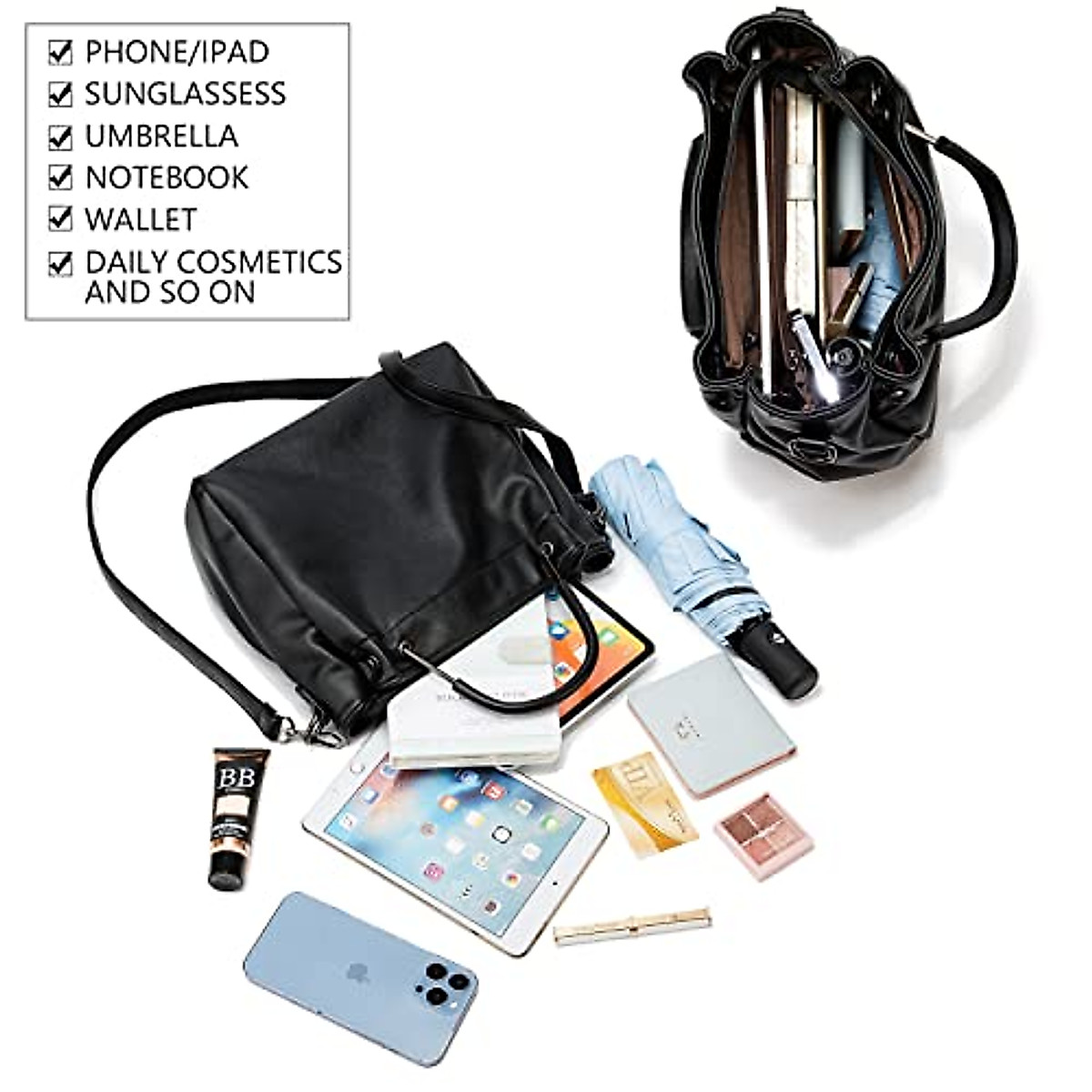 MBDFUT Handbags for Women Fashion Soft Leather Purses Satchel Large Capacity Tote Shoulder Crossbody Bags