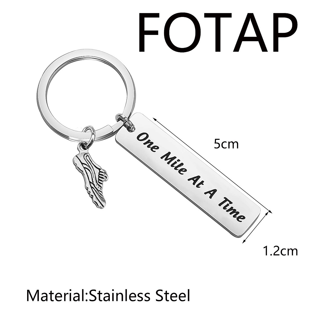 FOTAP Runner Gift One Mile At A Time keychain Runner jewelry Run Gift Marathon Jewelry Runner keychain Marathon gift(One Mile Key)