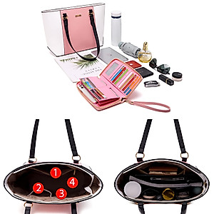 Women Purses Handbags Wallet Sets Shoulder Bags Top Handle Satchel Tote Purse Work Bag Set With Matching Wallet 3pcs WhitePink