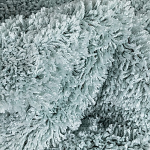 Well Woven Emerson Plain Shag Seafoam Green Textured Area Rug (3'11" x 5'3")