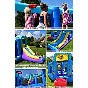 Bounceland Pop Star Inflatable Bounce House Bouncer, Large Bouncing Area with Long Slide, Climbing Wall, Basketball Hoop, UL 1HP Blower Included, 15 ft x 13 ft x 8.3 ft H, Pop Star Kids Party Theme