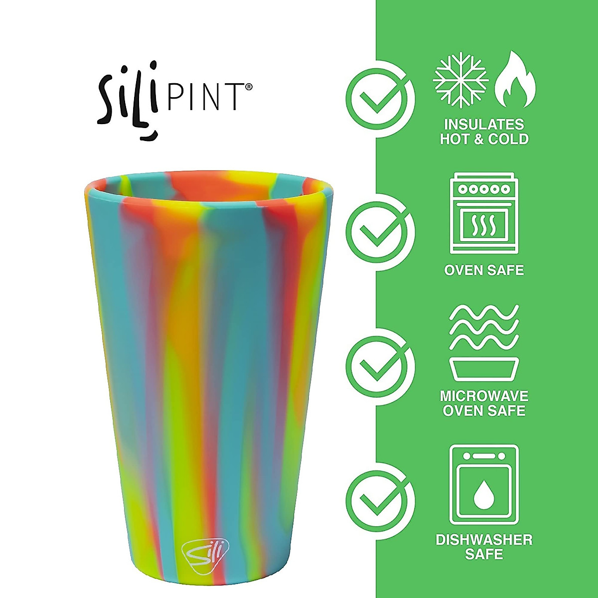 Silipint: Silicone Pint Glasses: 2 Pack -Sugar Rush & Aurora -16oz Unbreakable Cups, Flexible, Sustainable, Hot/Cold, Seasonal Color