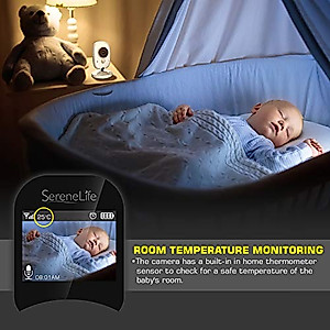 SereneLife Video Baby Monitor Long Range - Upgraded 850’ Wireless Range Camera, Night Vision, Temperature Monitoring and Portable 2” Color Screen - Serenelife SLBCAM11 (Grey)