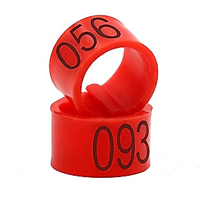 iherdsman 001-100 Multi-color Bird Leg Bands Numbered 8 mm Pigeon Parrot Chicks Leg Band Duck Clip Rings Bands (Red)