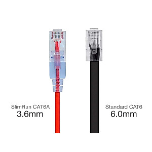 Monoprice Cat6A 2ft Red 10-Pk Patch Cable UTP 30AWG 10G Pure Bare Copper Snagless RJ45 SlimRun Series Ethernet Cable