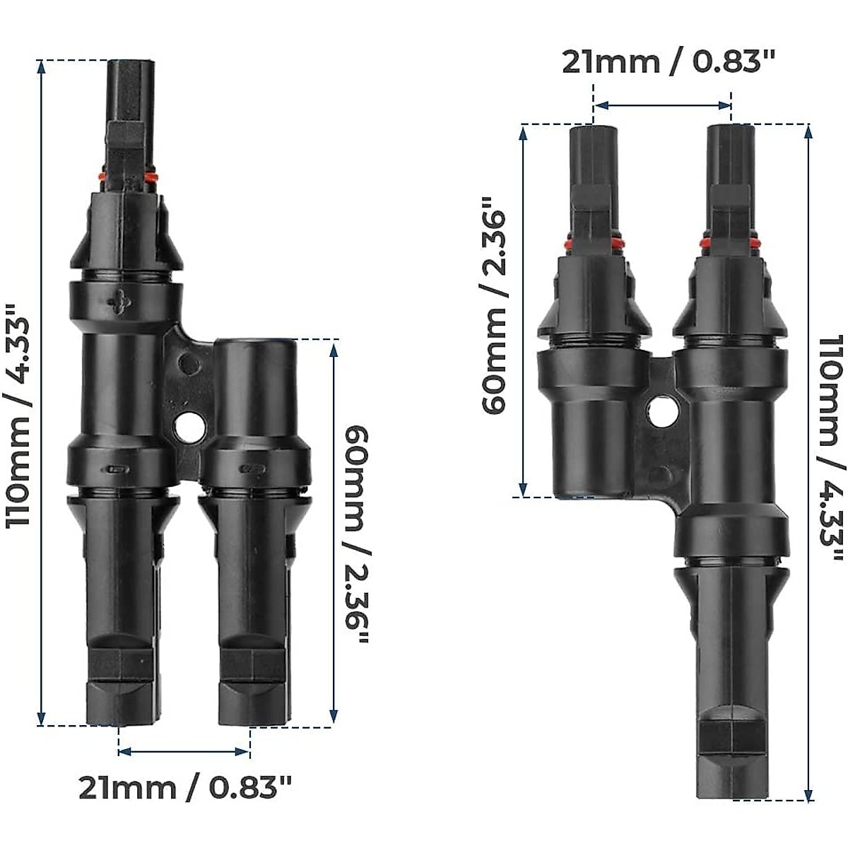 Solar Odyssey Solar Panel Y Branch Connector | T Branch 2 Way Solar Connector | Easy Installation Mount Tool for Parallel Connection Between Solar Panels FMM+MFF (1 Pairs)