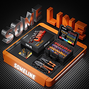 SOMELINE® Wire Terminals Crimping Tool, with 39 Sizes Insulated Ratcheting Terminals Crimper Kit of AWG 22-10 Insulated Electrical Butt Bullet Spade Fork Ring Spade Splice Crimp Terminals