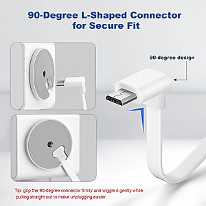 Itramax WYZE Cam Pan V3 Power Cable 20FT 2Pack,Micro USB Extension Cord 90 Degree Charger Adapter L-Shaped Long Flat Charging for WYZE Pan V3 Outdoor Camera No Support Data Transfer,White 15 25 30 FT