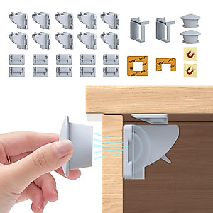 Magnetic Cabinet Locks (10 Locks 2 Keys), Cabinet Locks for Babies, Baby Proofing & Child Safety by TYRY.HU, Baby Proofing Cabinets, Fit Most Cabinets and Drawers No Screws or Tools Needed(10Locks)