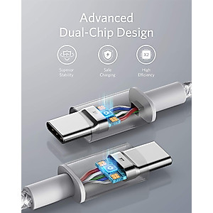 Anker Cable 100W 10ft, New Nylon USB C to USB C 2.0, Type C Charging Cable Fast Charge for MacBook Pro 2020, iPad Pro 2020, iPad Air 4, Galaxy S20, Pixel, Switch, LG, and More(Silver)