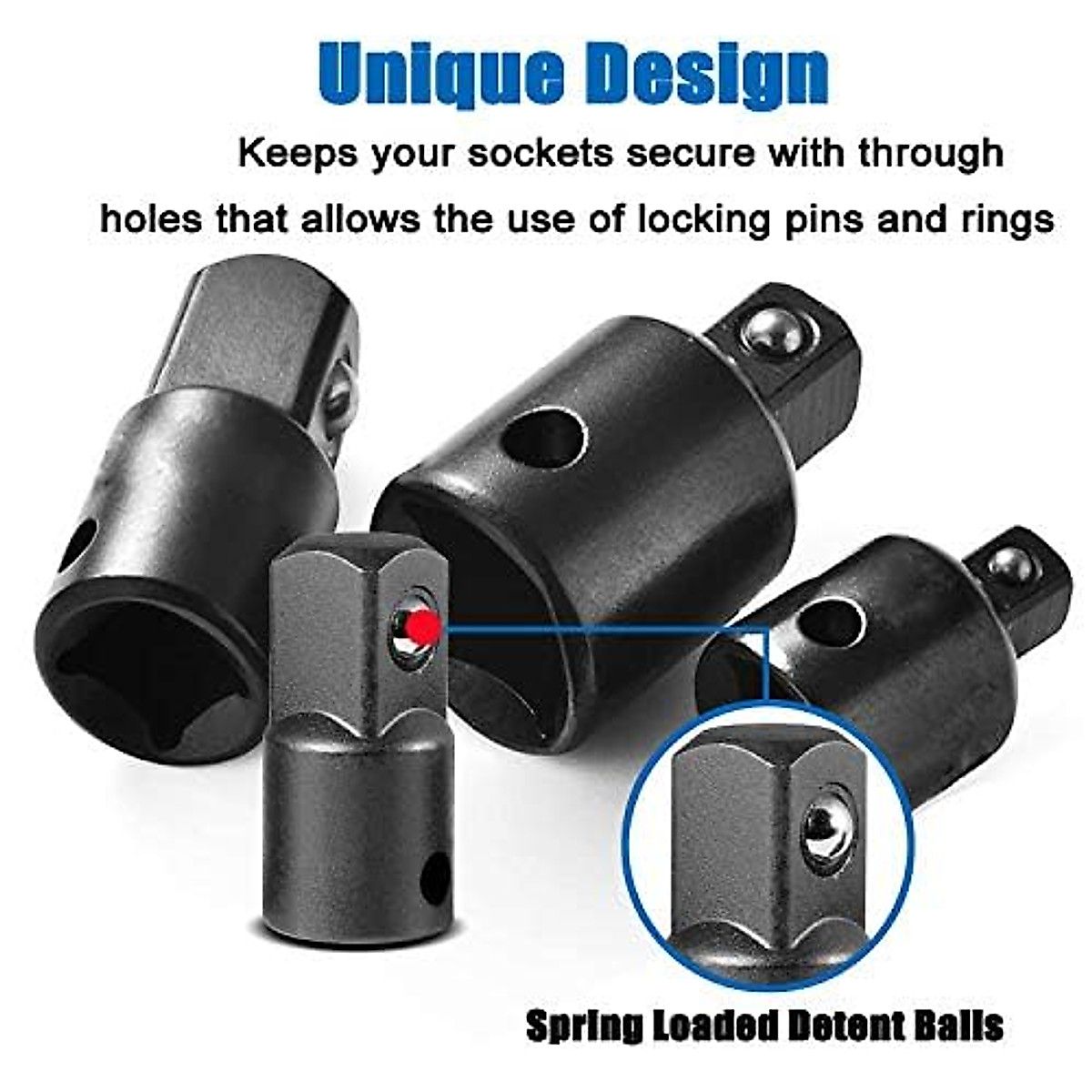 Impact Socket Adapter and Reducer Set, Use with Impact Wrenches and Drills in Auto and Impact Driver Construction Work, 8 Piece - (3/8in. to 1/4) (1/2in. to 3/8) (3/8in. to 1/2) (1/4in. to 3/8)