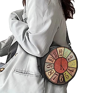 Binienty Circle Clock Purse for Women Fashion Crossbody Shoulder Purse with Strap Satchel Handbag