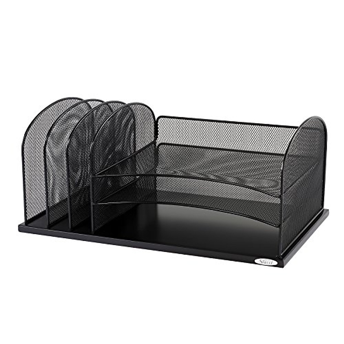 Safco Products Onyx Mesh 3 Sorter/3 Tray Desktop Organizer 3254BL, Black Powder Coat Finish, Durable Steel Mesh Construction