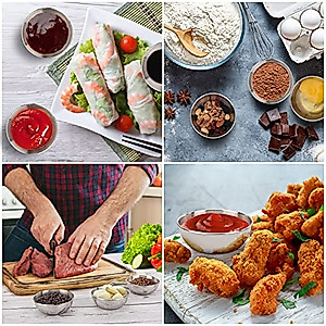 8Pcs 3.2inch Sauce Dishes Dipping Small Bowls - 2 oz Mini Stainless Steel Saucers Dish Cook Prep Side Dish Soy Sauce Sushi Dip Dishes Condiment Seasoning Serving Appetizer Plates Pinch Bowl Set