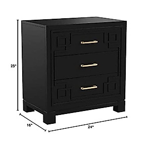 Safavieh Home Collection Raina Navy 3-Drawer Greek Key Nightstand