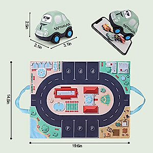 EARCASE Baby Toy Cars for 1 2 3 Year Old Boy with Play Mat Storage Bag, Push and Go Car Toddler Toy Friction Powered Cars, Best Gift Toy for 1 2 3 4 5 Year Old Boys Girls