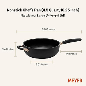 Meyer Accent Series Hard Anodized Nonstick Chef Pan with Helper Handle, 4.5 Quart, Matte Black