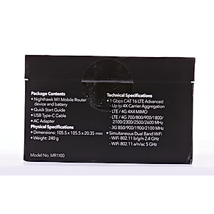 Netgear Nighthawk MR1100 4G LTE Mobile Hotspot Router (AT&T GSM Unlocked)(Steel Gray)