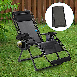 PATIKIL Gravity Chair Replacement Fabric, 63"x17" Anti-Gravity Chair Cloth Recliners Repair Tool with Bungee Cord Kit for Patio Pool Lawn Camping Outdoor, Brown