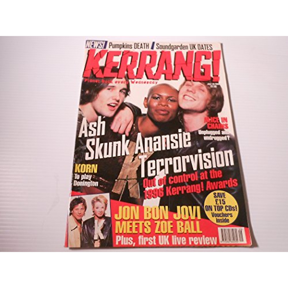 Kerrang! magazine(UK Publication) issue 606 July 20, 1996 (Ash, Skunk Anansie, Terrorvision on cover)[single issue magazine]