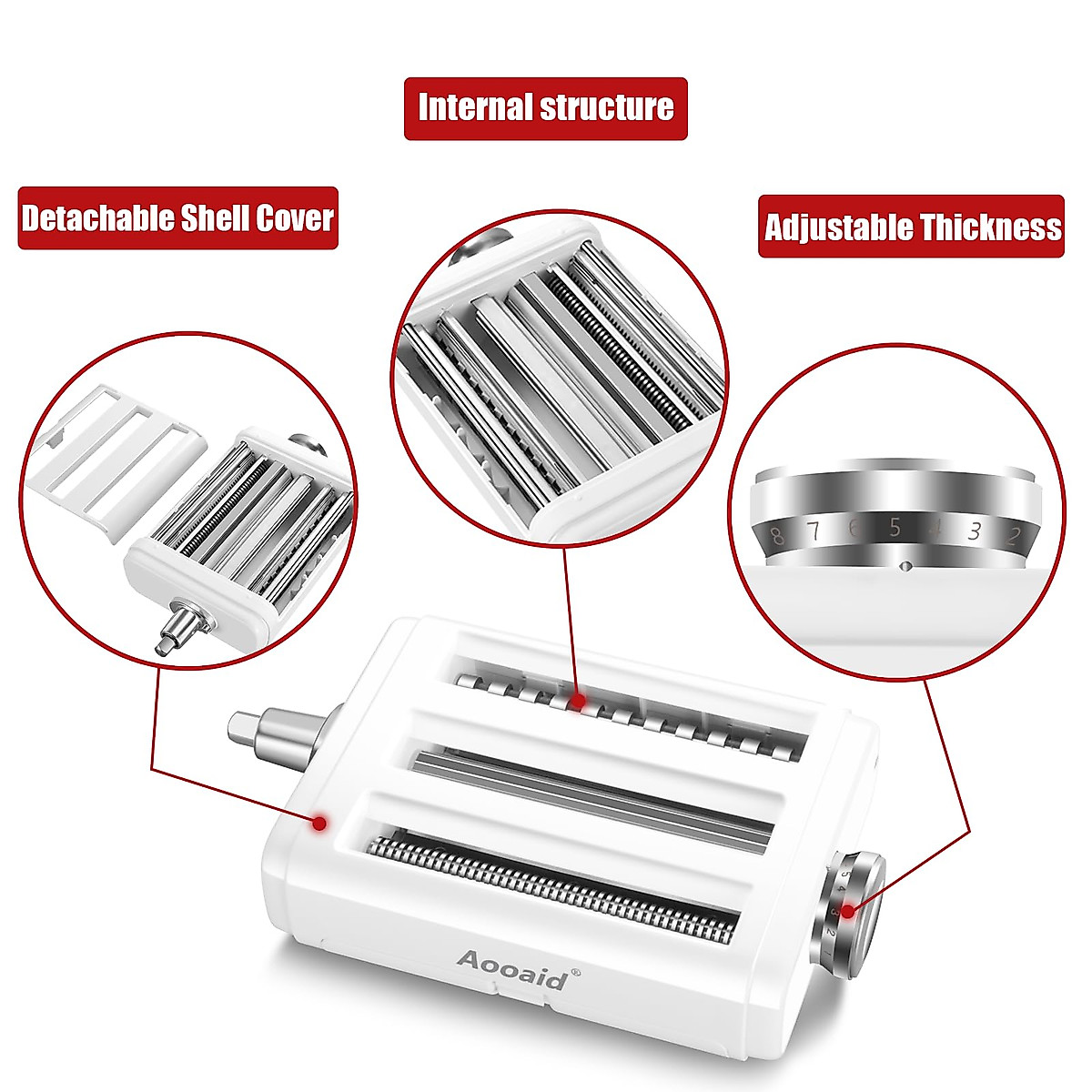 Pasta Maker Attachment for ALL KitchenAid Stand Mixers,Noodle Maker Kitchen Aid Mixer Accessories 3-in-1 Including Dough Roller Spaghetti Fettuccine Cutter and Cleaning Brush - Pasta Roller and Cutter