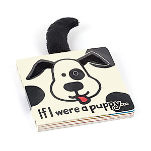Jellycat If I were a Puppy Board Book and Bashful Black and Cream Puppy Stuffed Animal